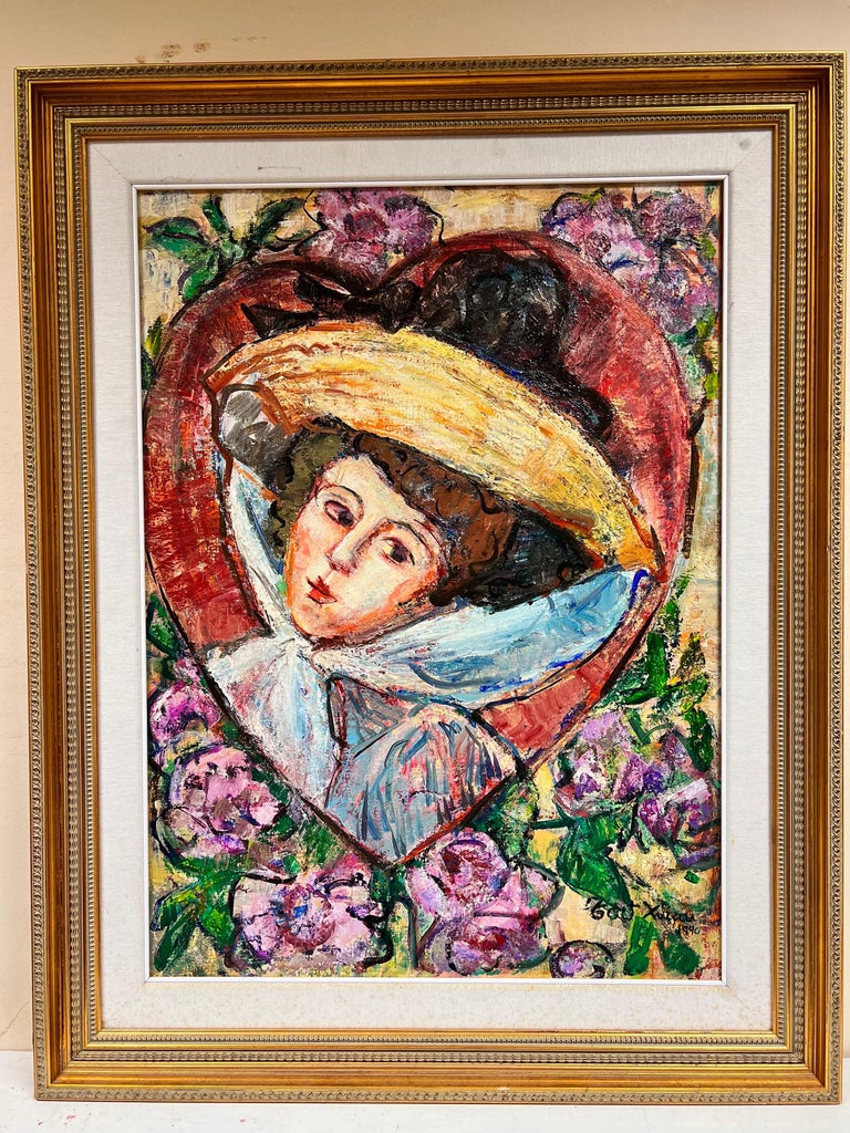 Maria Tort Xirau - Huge Spanish/ French Oil Painting Elegant Lady in a ...
