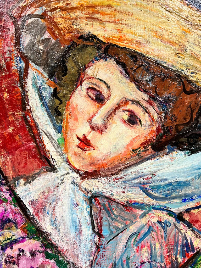 Maria Tort Xirau - Huge Spanish/ French Oil Painting Elegant Lady in a ...