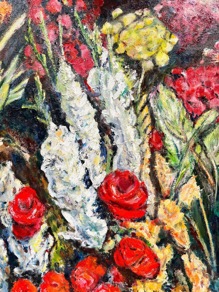 Maria Tort Xirau - Huge Spanish/ French Oil Painting The Flower Market ...