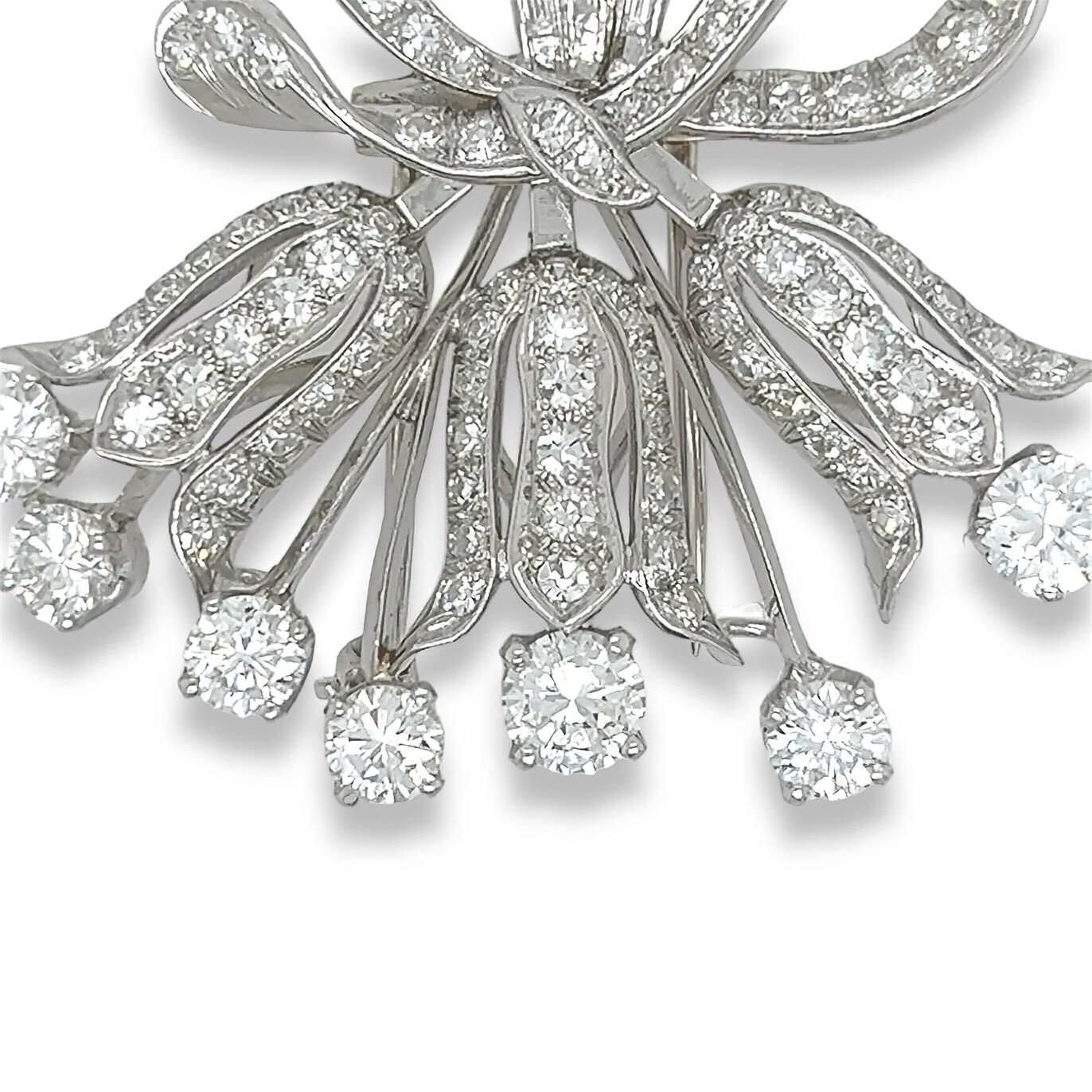 MARIANNE OSTIER Scrolling Ribbon Diamond Brooch For Sale at 1stDibs