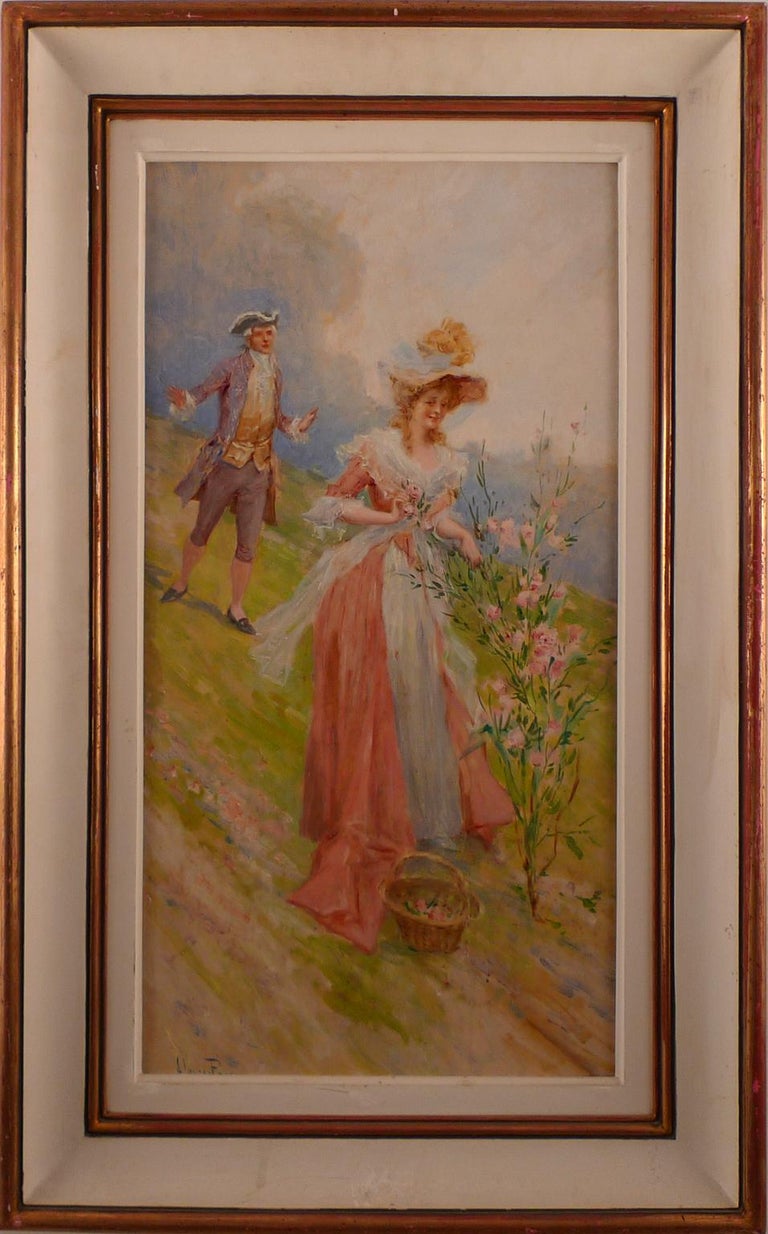 Mariano Alonso Pérez - "Courtship", Late 19th Century Oil on Canvas by ...