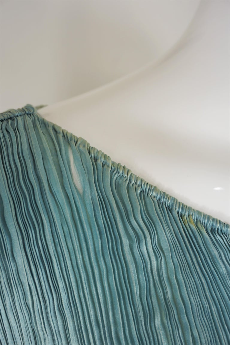 Mariano Fortuny Blue Pleated Delphos Silk Dress w/ Stenciled Belt at ...