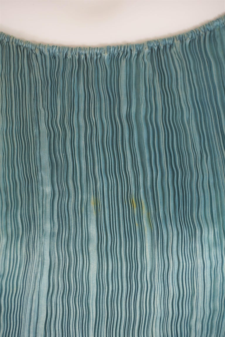 Mariano Fortuny Blue Pleated Delphos Silk Dress w/ Stenciled Belt at ...