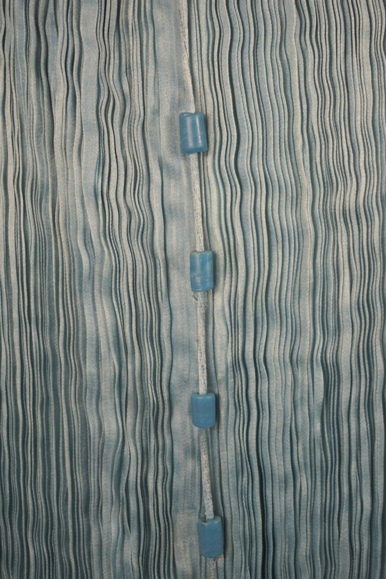 Mariano Fortuny Blue Pleated Delphos Silk Dress w/ Stenciled Belt at ...