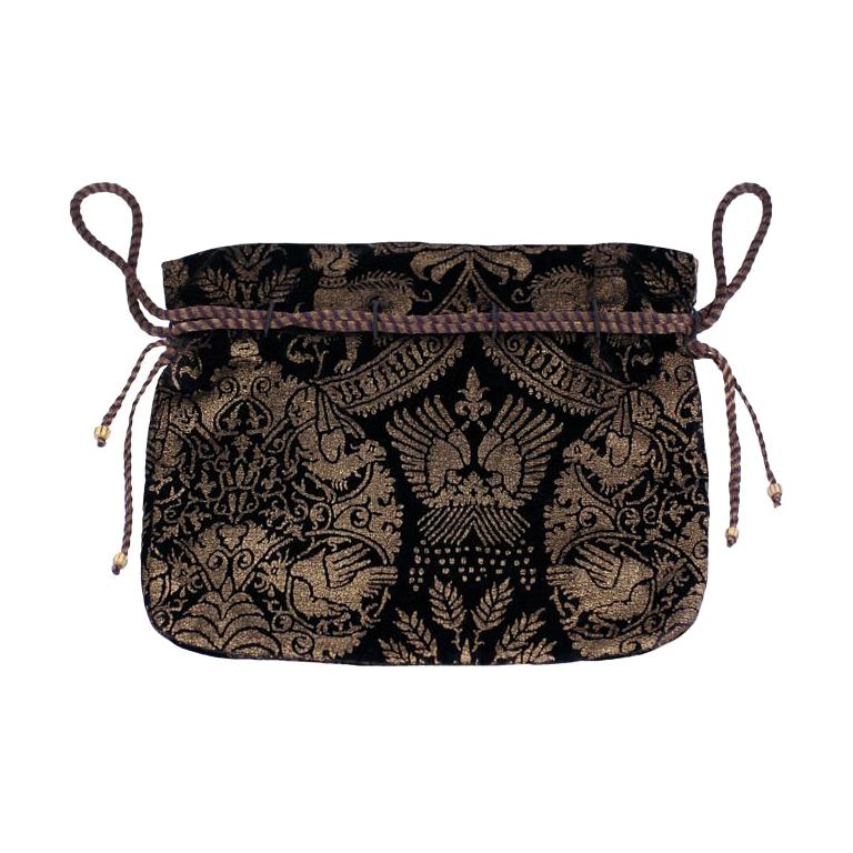 Mariano Fortuny Rare Black Stencilled Velvet Drawstring Bag For Sale at ...
