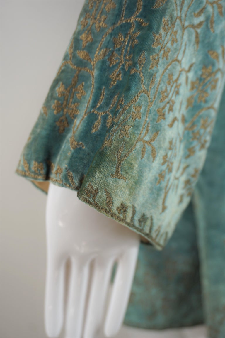 Mariano Fortuny Venice Labeled Blue Stenciled Velvet Evening Coat at ...