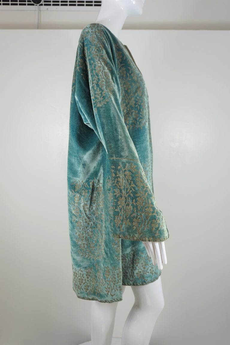 Mariano Fortuny Venice Labeled Blue Stenciled Velvet Evening Coat at ...