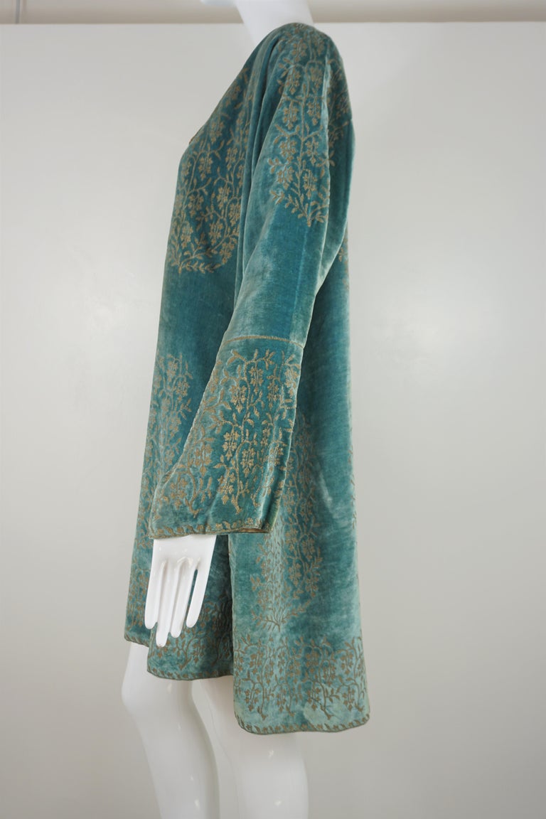 Mariano Fortuny Venice Labeled Blue Stenciled Velvet Evening Coat at ...