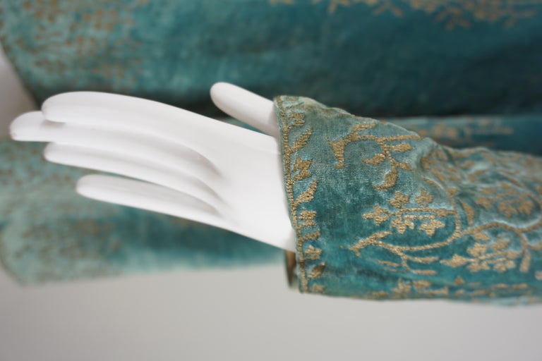 Mariano Fortuny Venice Labeled Blue Stenciled Velvet Evening Coat at ...