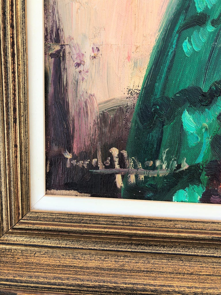 Mariano Tur de Montis - Woman with fan oil on canvas painting portrait ...