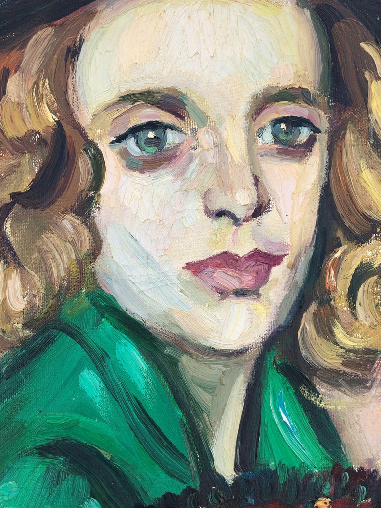 Mariano Tur de Montis - Woman with fan oil on canvas painting portrait ...