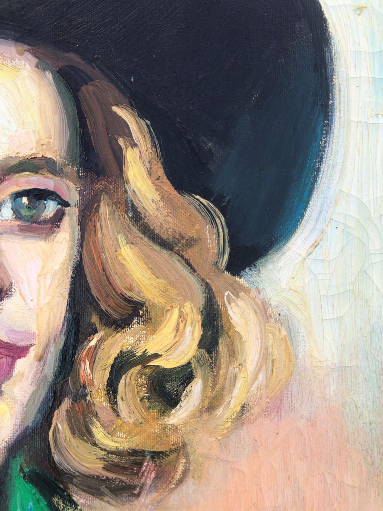 Mariano Tur de Montis - Woman with fan oil on canvas painting portrait ...