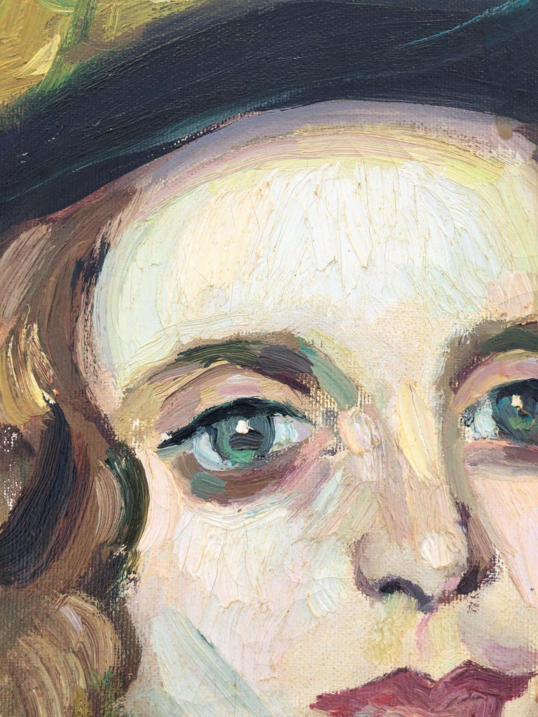 Mariano Tur de Montis - Woman with fan oil on canvas painting portrait ...