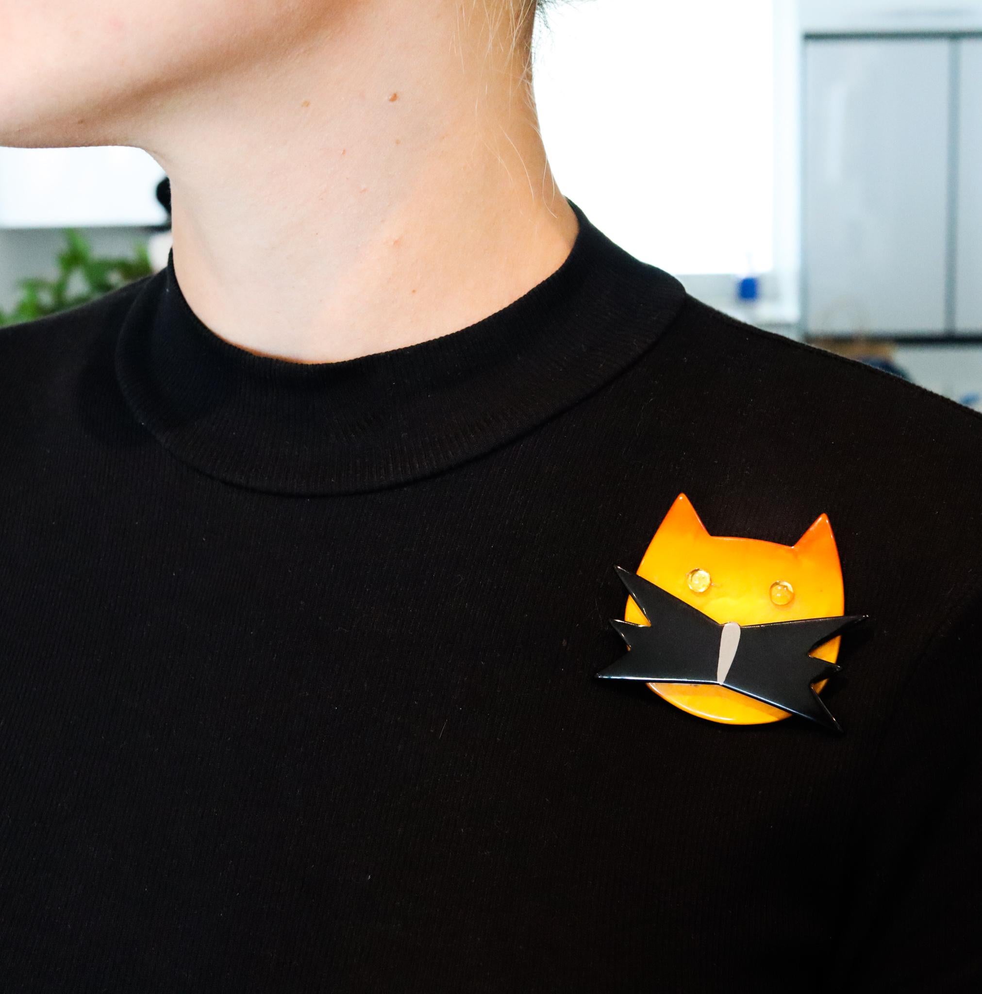 Marie Christine Pavone French Vintage Colorful Cat Brooch in Bakelite ...
