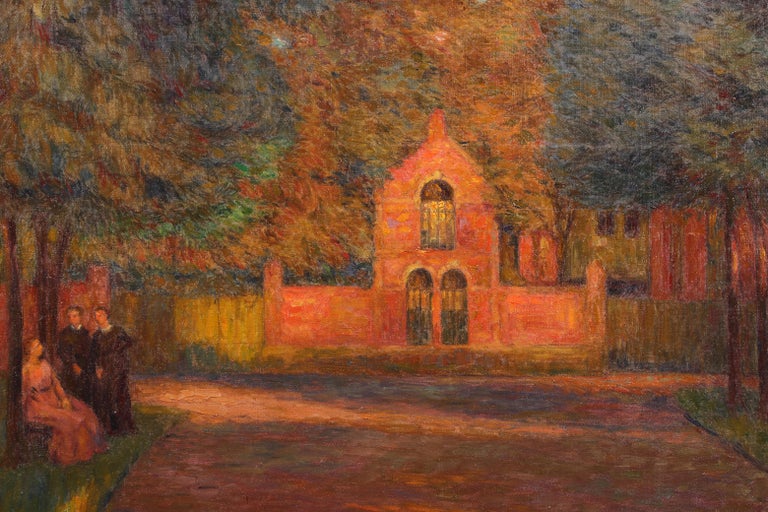Marie Duhem - Douai - Crepescule - Impressionist Oil, Figures in ...
