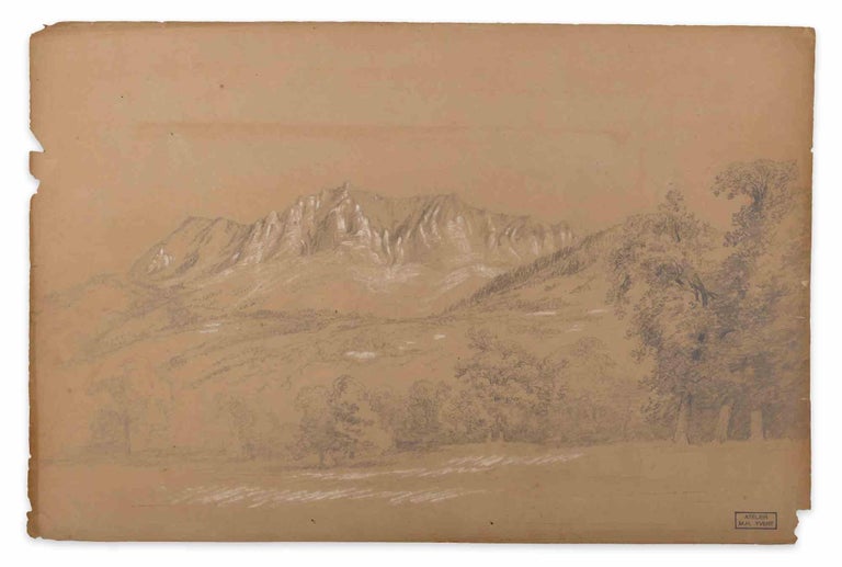 Marie Hector Yvert - Alpine Landscape - Drawing by Marie Hector Yvert ...