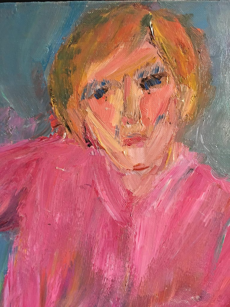 Marie Louise Garnavault - Pink Lady, Impressionist Portrait, Oil ...
