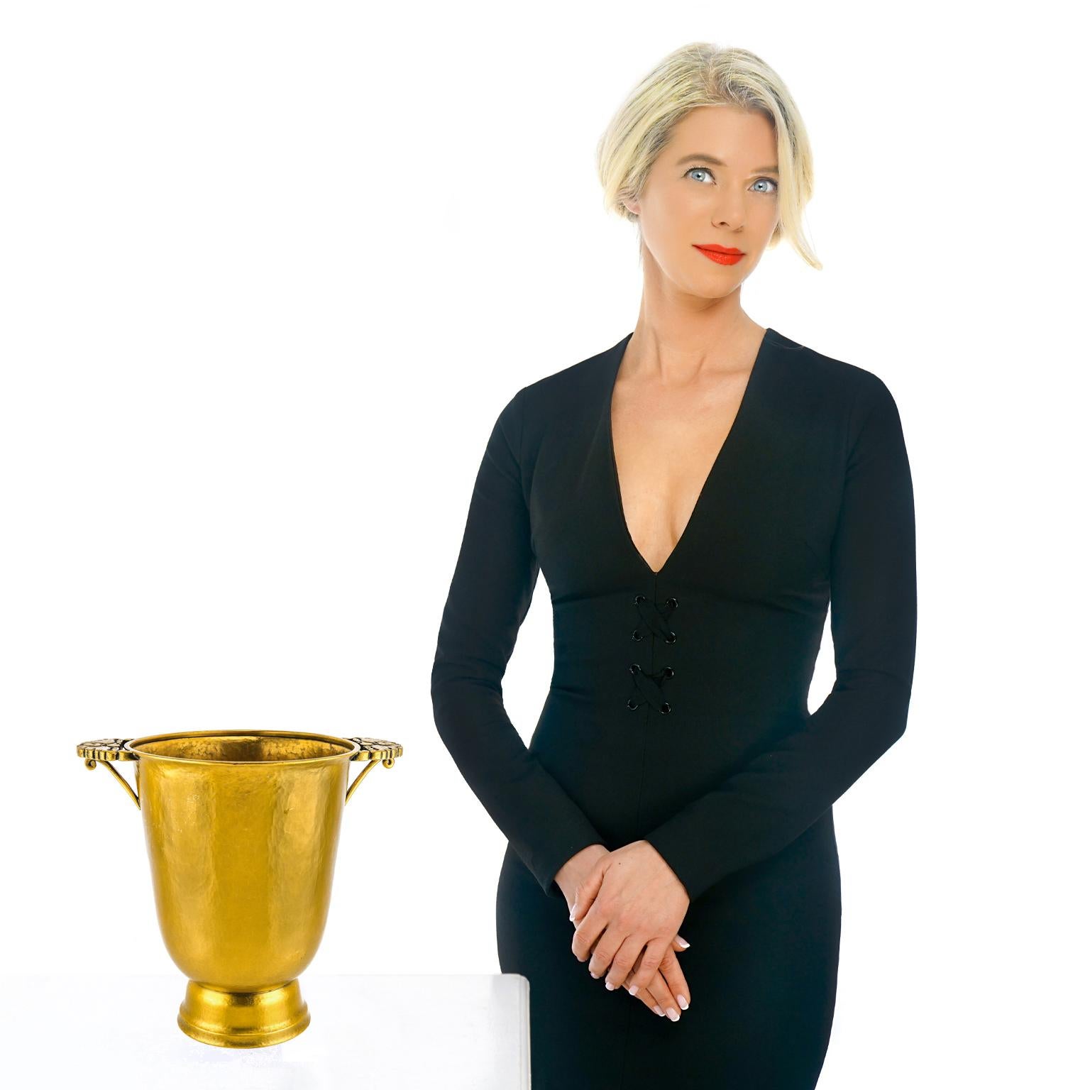 Marie Zimmerman Gilded Copper "Bat" Motif Champagne Cooler at 1stDibs