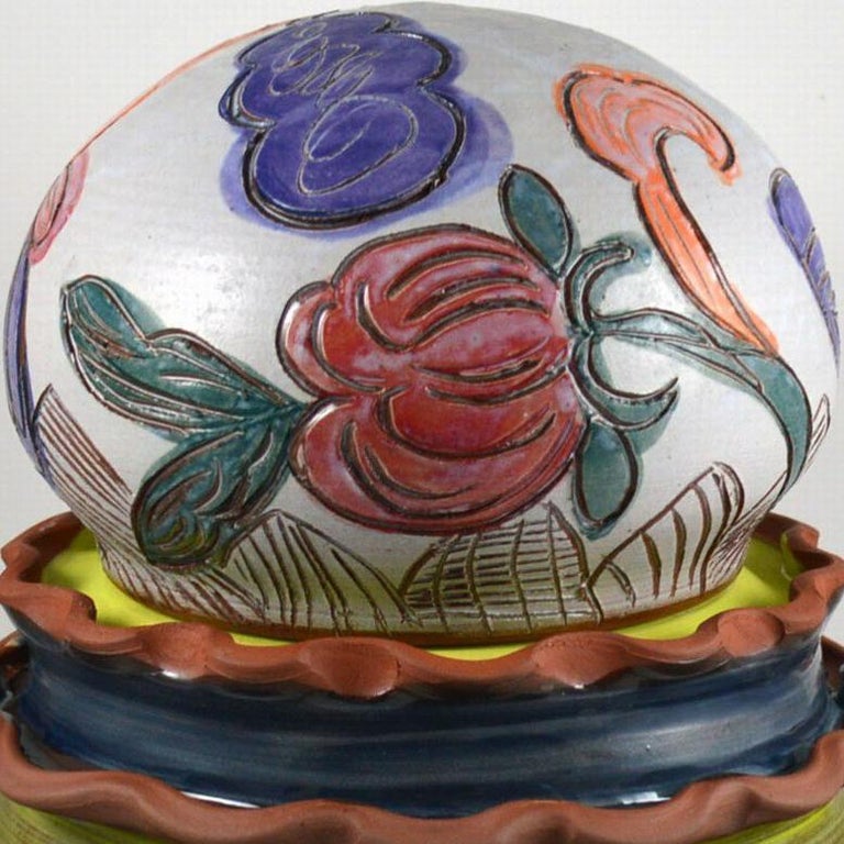 Mariko Brown Harkin - Floral Lidded Jar For Sale at 1stDibs