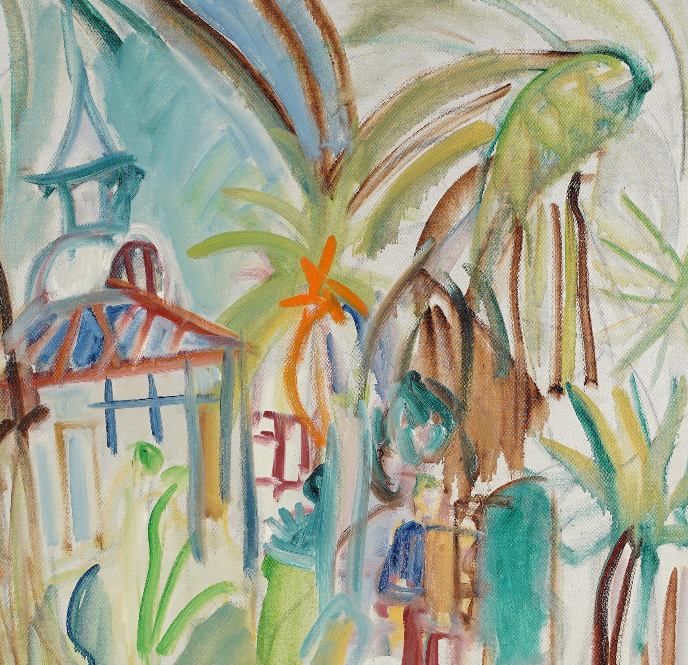 Marilyn Powers - Antique American Modernist Sparse Tropical Landscape ...