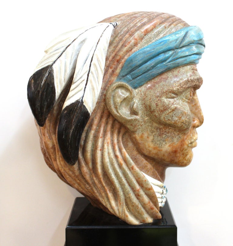 Marilyn Weinstein 'Medicine Wolf' Modern Carved Alabaster Bust ...