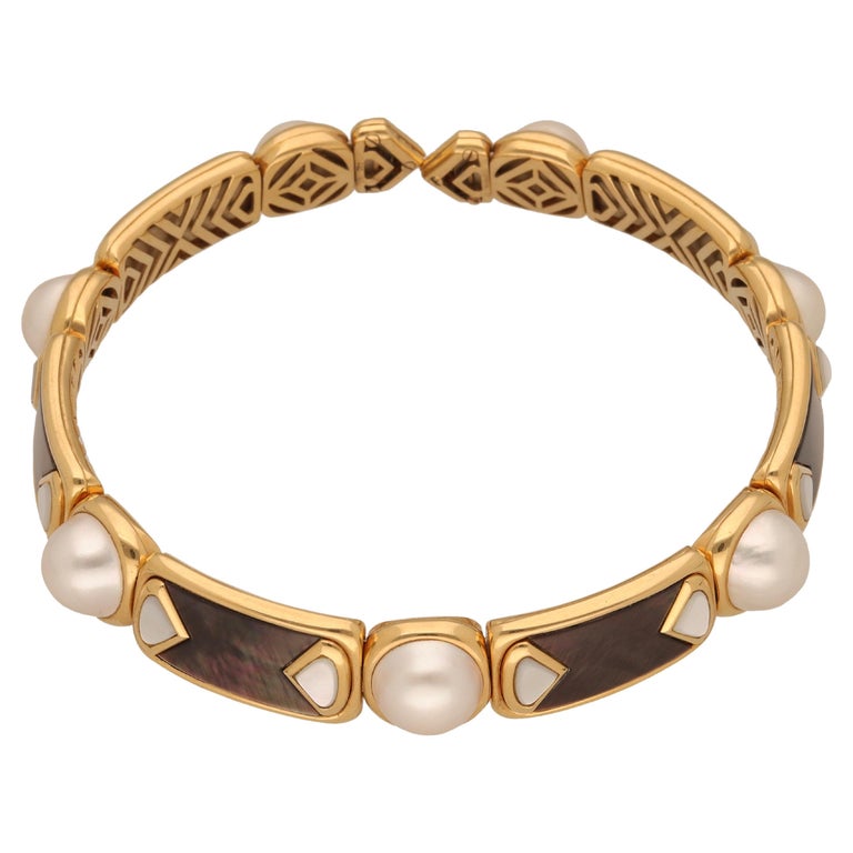 Marina B Collier de perles Mabe en or jaune 18 carats et nacre En vente ...
