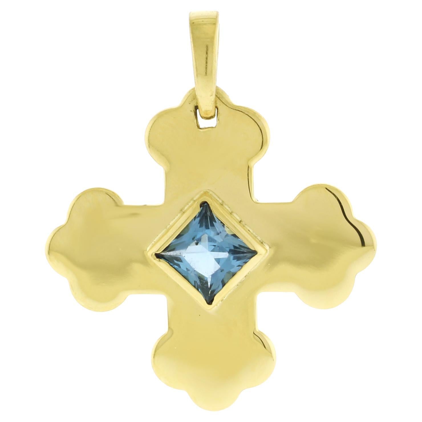Marina B 18kt Yellow Gold Lazarus Cross Pendant For Sale at 1stDibs