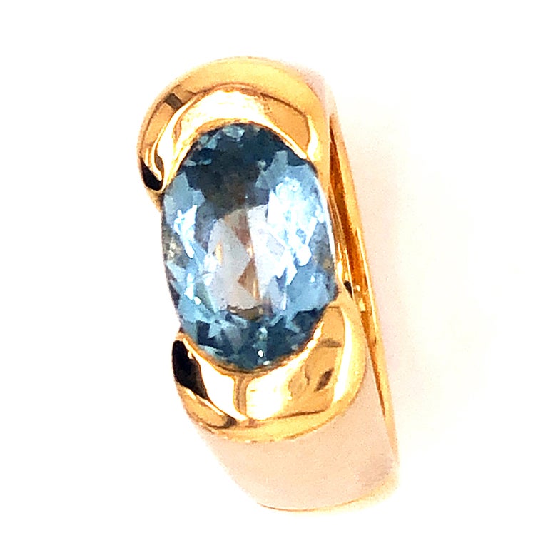 Marina B 3.12Kt Oval Elongated Aquamarine 18K White Yellow Gold ...