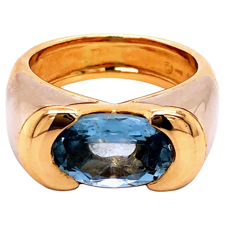 Marina B 3.12Kt Oval Elongated Aquamarine 18K White Yellow Gold ...