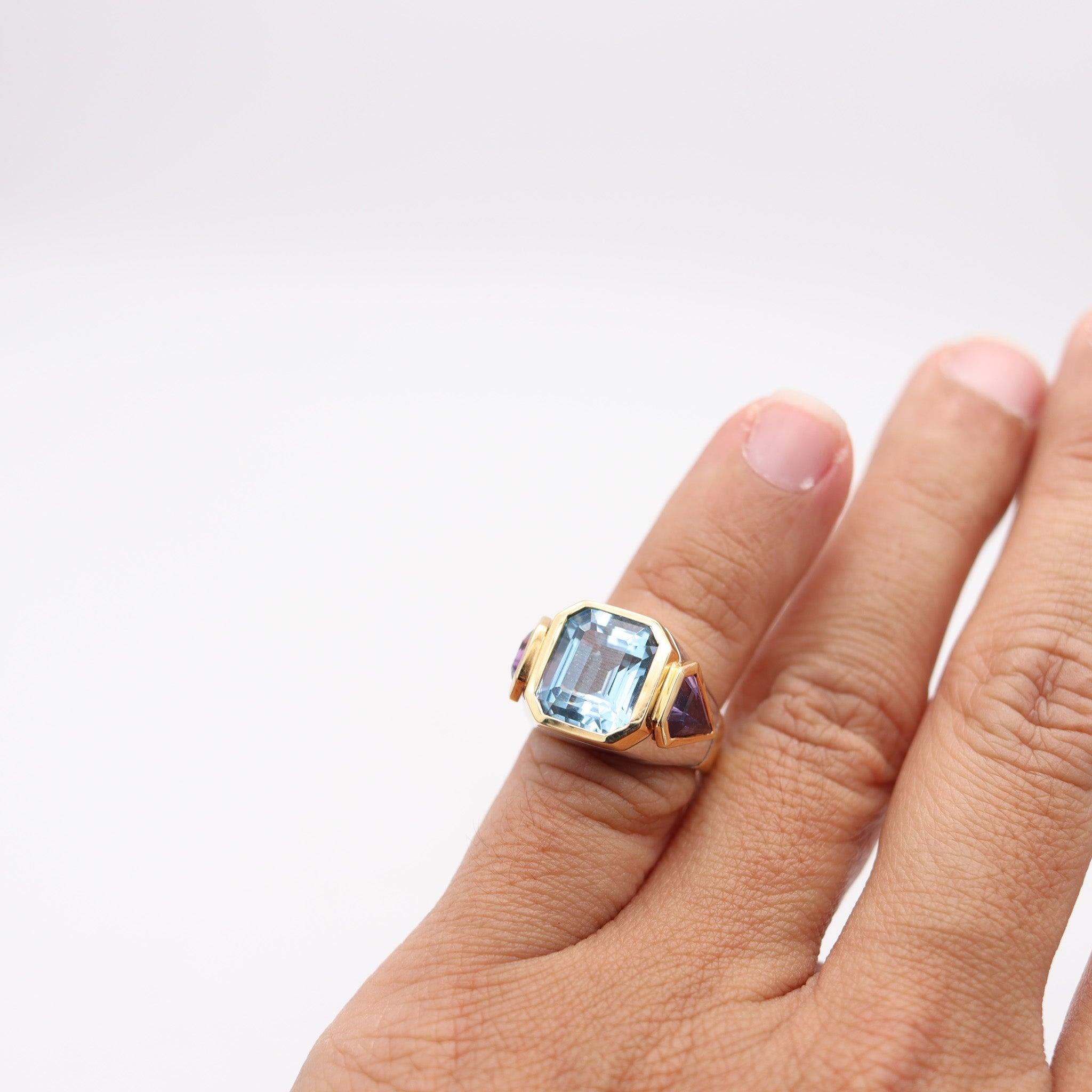 MARINA B. Cocktail Ring In 18Kt Gold With Aquamarine and Shield-Cut ...
