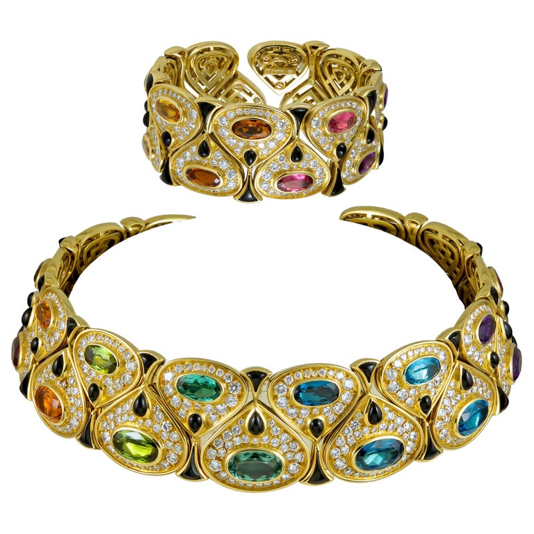 Marina B Cristina Parure collier et bracelet de colliers en or jaune et ...