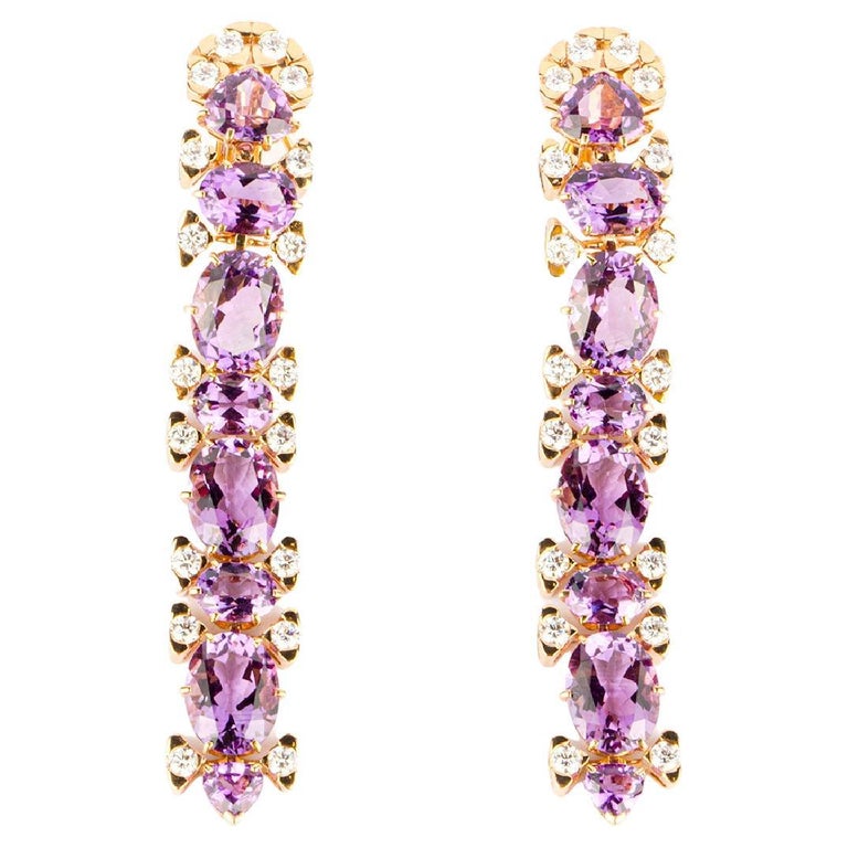 Marina B Diamond and Amethyst Floral Earrings For Sale at 1stDibs