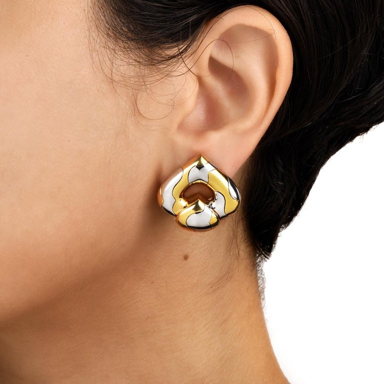 Marina B. Pardy Vintage 18k Gold Steel Chestnut Clip-On Earrings For ...
