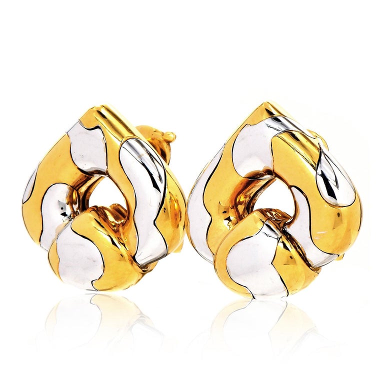 Marina B. Pardy Vintage 18k Gold Steel Chestnut Clip-On Earrings For ...