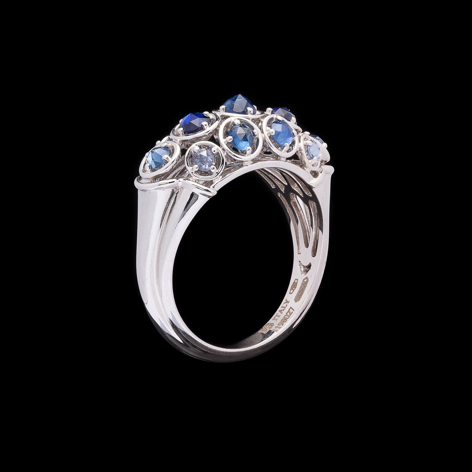 Marina B. Sapphire and 18 Karat White Gold Dome Ring For Sale at ...