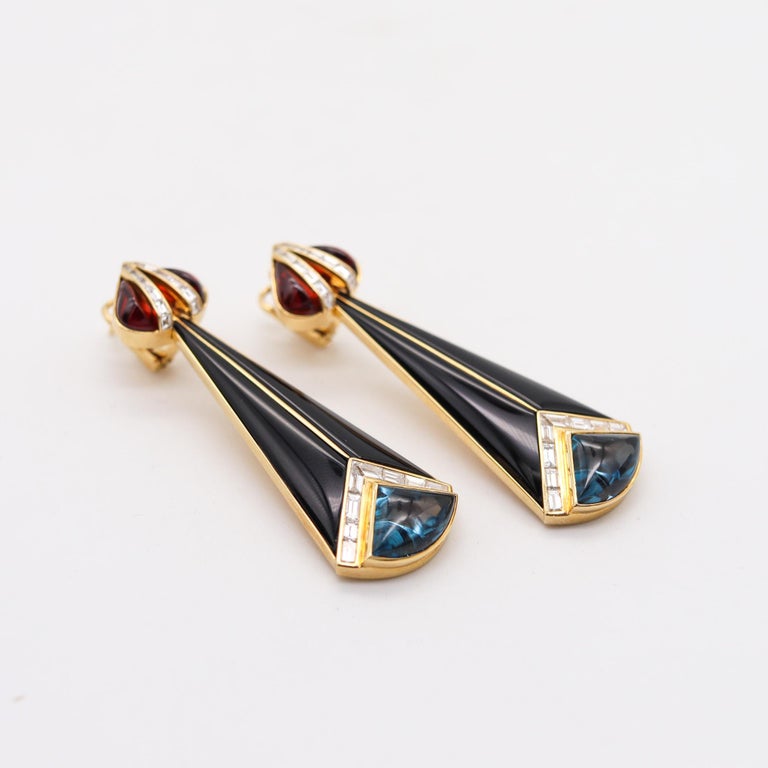 Marina Bvlgari 1983 Troc Dangle Drop Earrings 18kt Gold with 30.87 Ctw ...