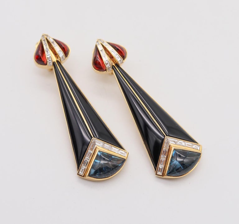 Marina Bvlgari 1983 Troc Dangle Drop Earrings 18kt Gold with 30.87 Ctw ...