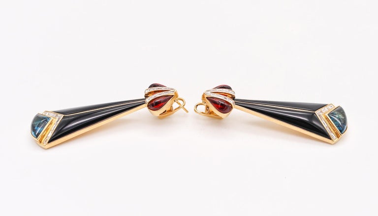 Marina Bvlgari 1983 Troc Dangle Drop Earrings 18kt Gold with 30.87 Ctw ...