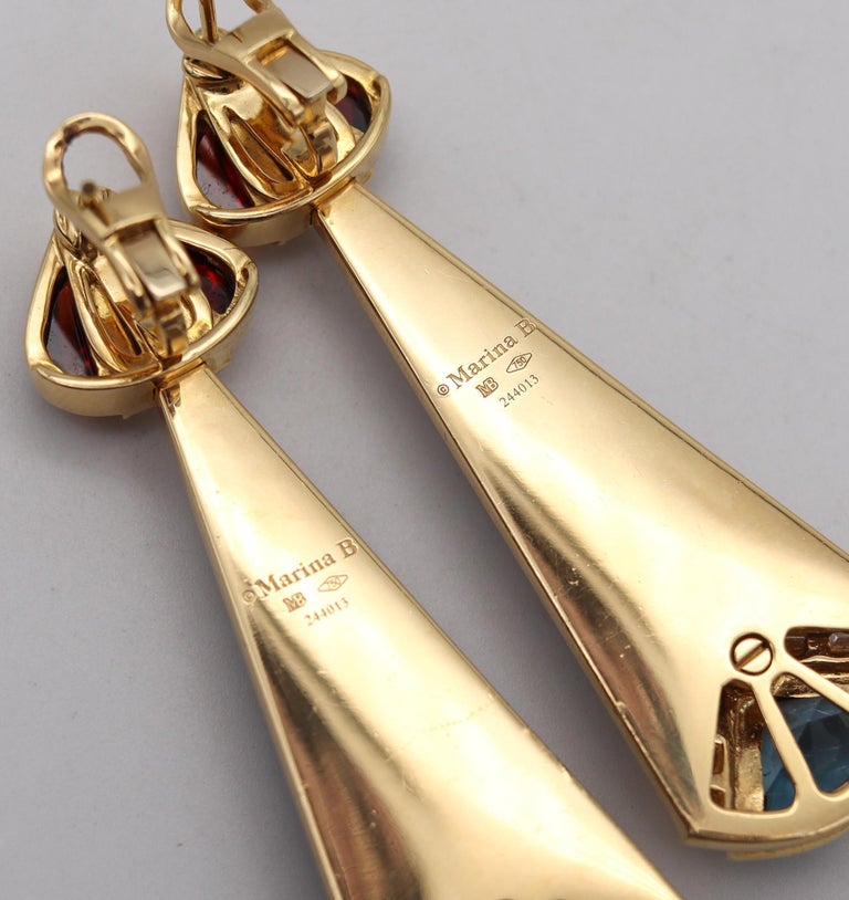 Marina Bvlgari 1983 Troc Dangle Drop Earrings 18kt Gold with 30.87 Ctw ...