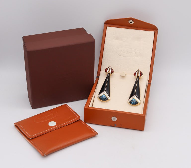 Marina Bvlgari 1983 Troc Dangle Drop Earrings 18kt Gold with 30.87 Ctw ...