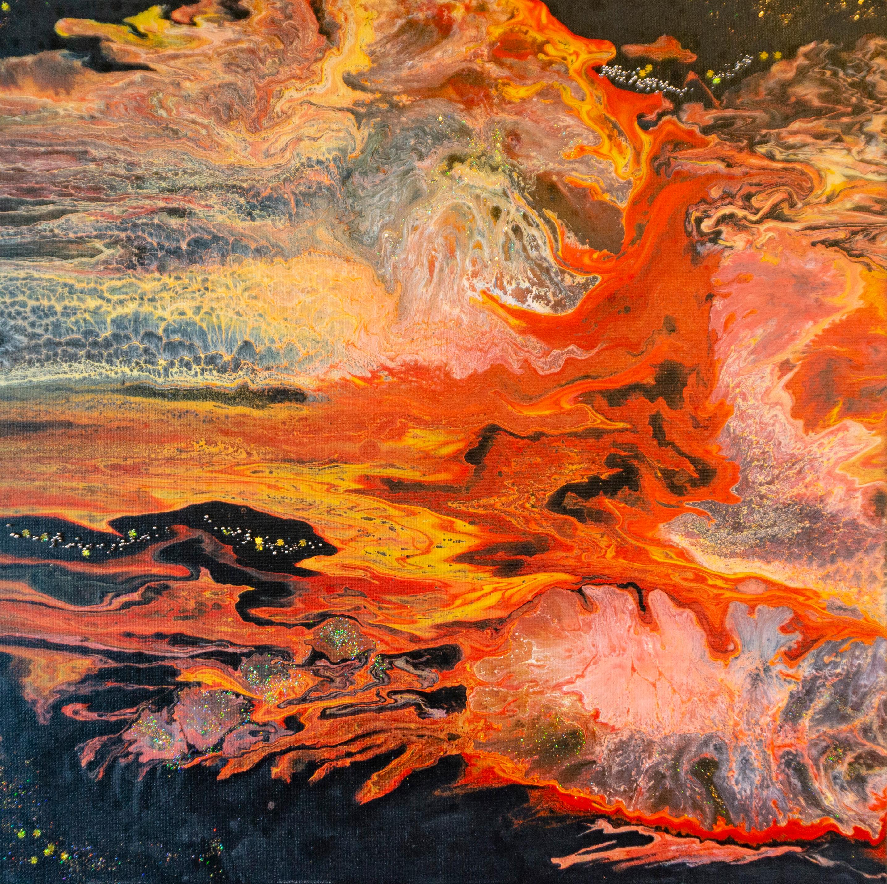 Marina Fisher - Abstract Sunset Landscape Original Painting Sky Horizon ...