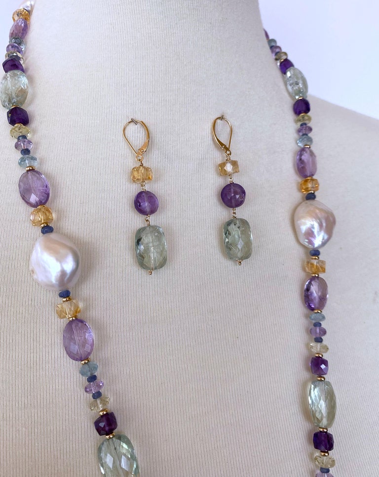 Marina J. Multi Jewel and Pearl Sautoir with Drop Tassel and 14K Yellow ...