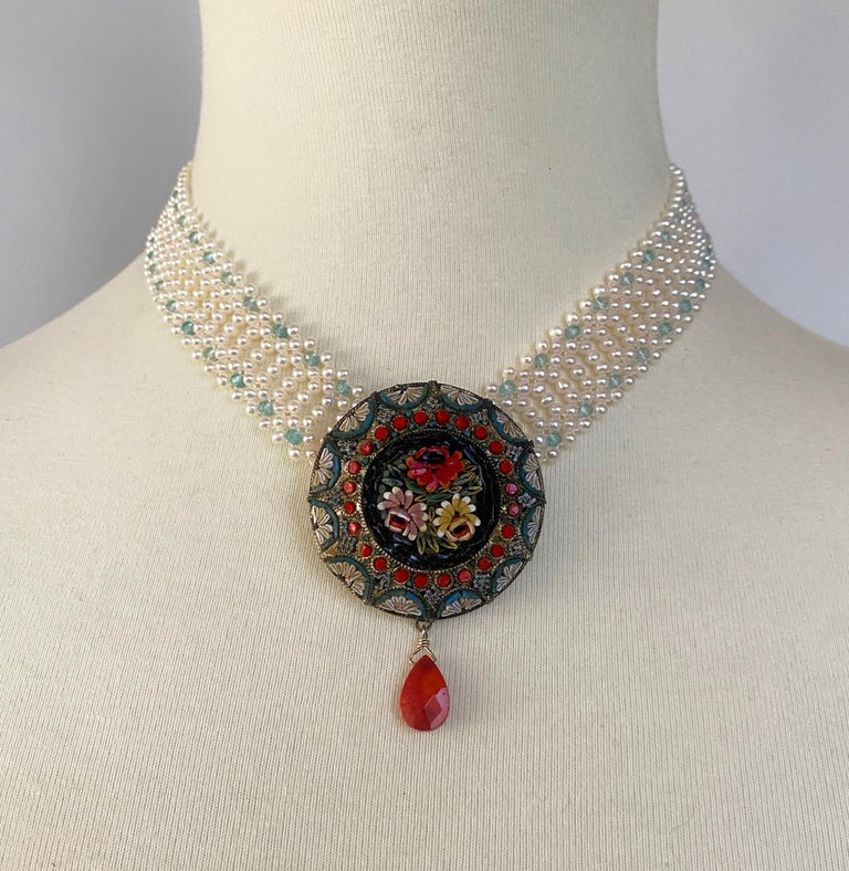 Marina J. Vintage Mosaic Necklace with Aquamarine and Mediterranean ...