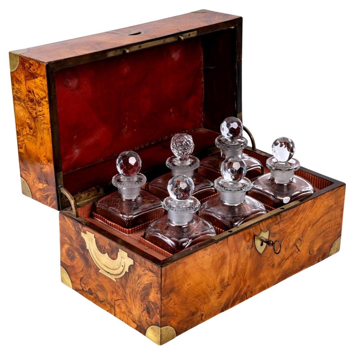 19th Century French Charles X Rosewood Inlay Tantalus Box, 1870s at 1stDibs