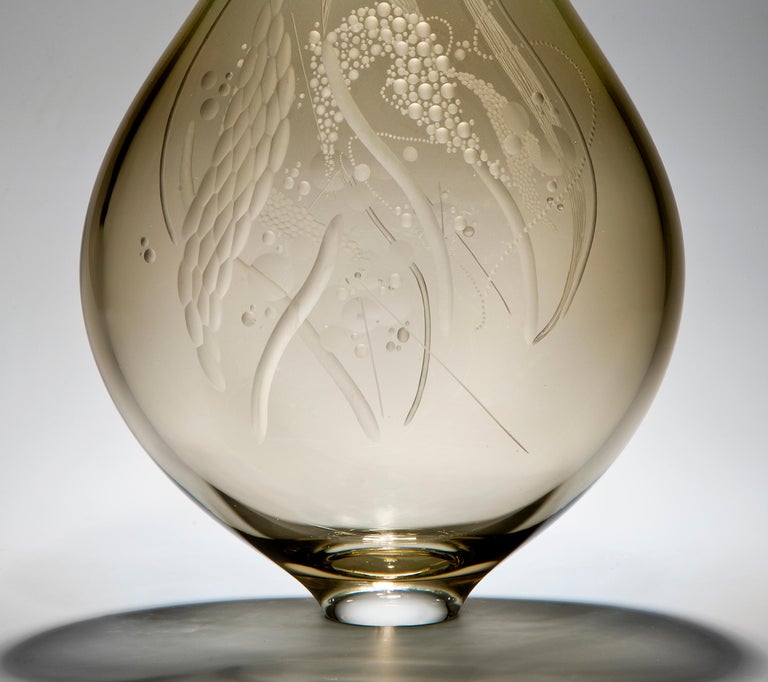 Mariniere Vase, a unique bronze engraved glass sculpture by Heather ...