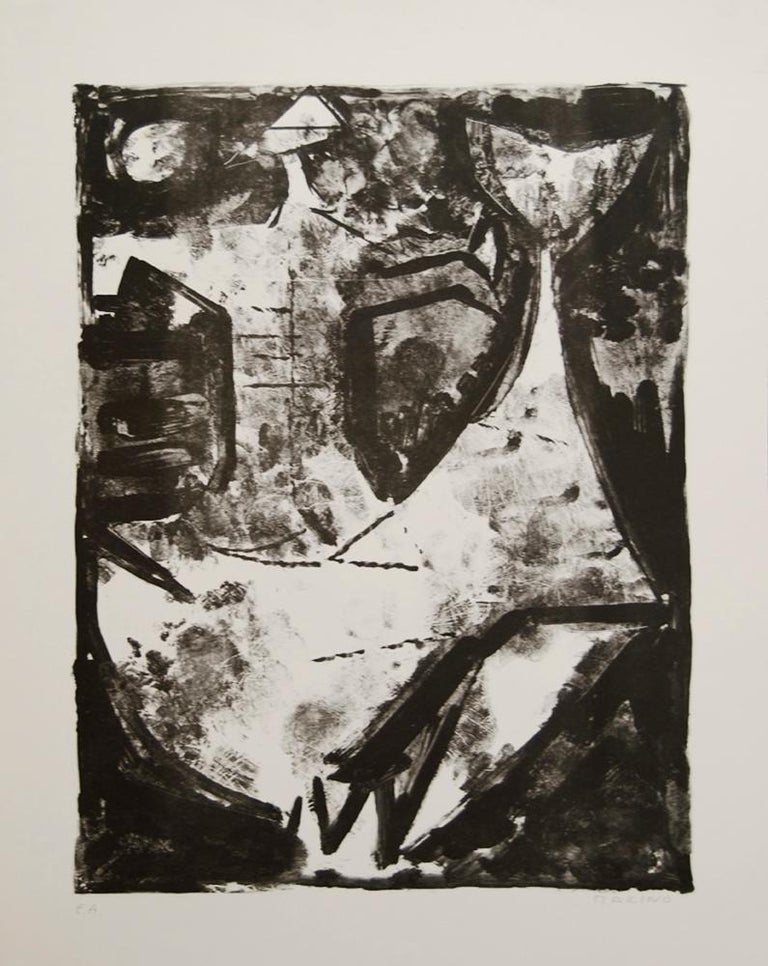 Marino Marini - Idea of a Knight - Original b/w lithograph - 1965 For ...
