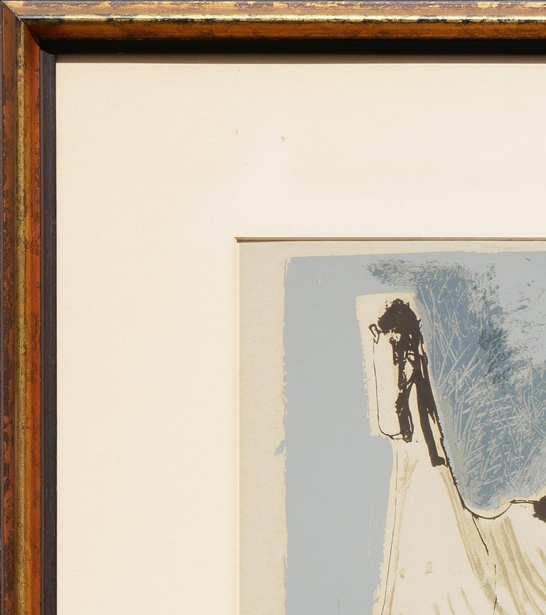 Marino Marini - Modern Abstract Light Blue and Black Toned Equestrian ...