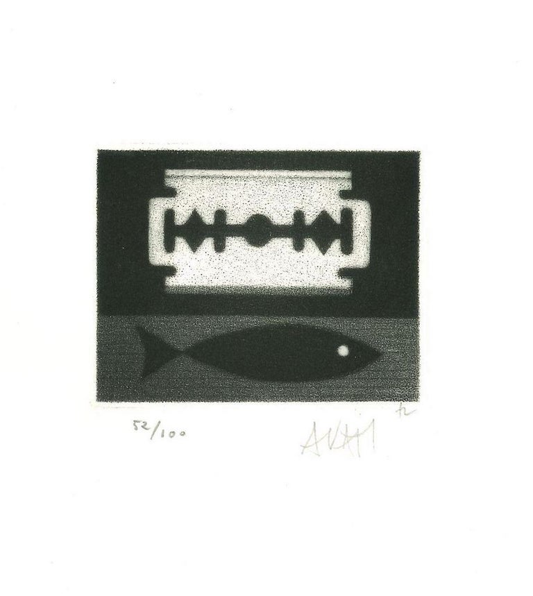 Mario Avati - Fish and Blade - Etching on Paper by Mario Avati - 1960s ...