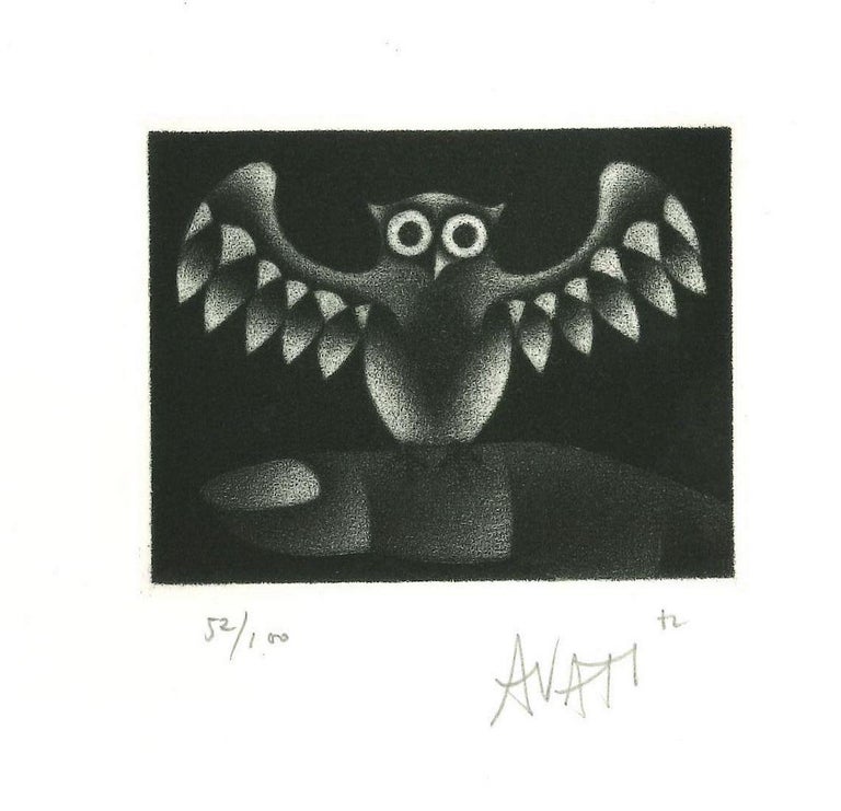 Mario Avati - Owl - Etching on Paper by Mario Avati - 1960s For Sale at ...