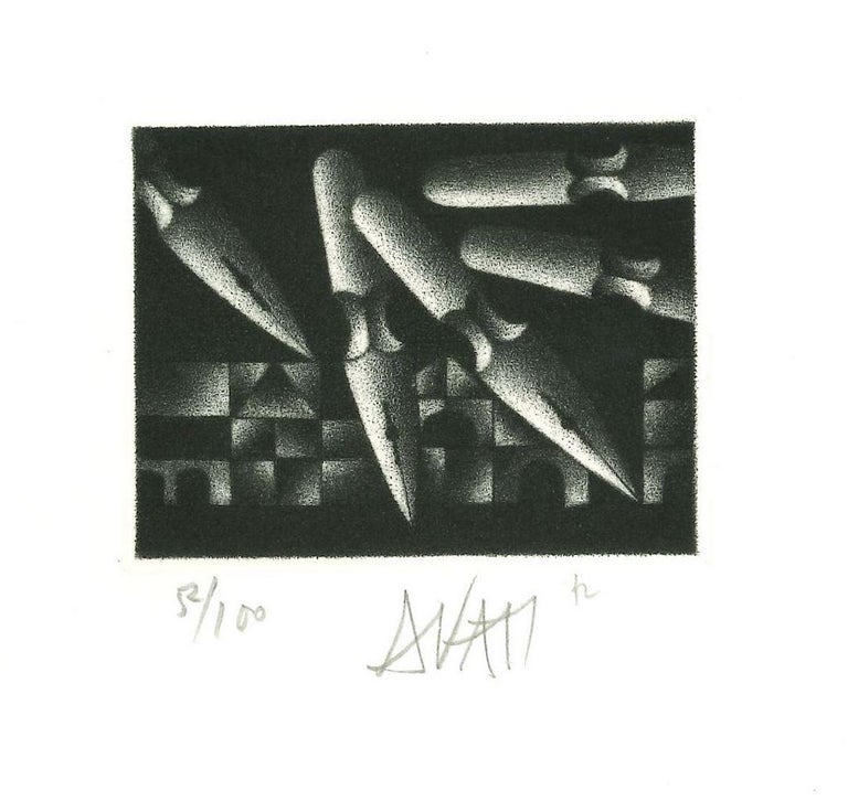 Mario Avati - Pens - Original Etching on Paper by Mario Avati - 1970s ...